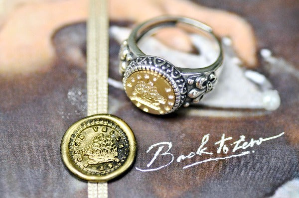 Boat Latin Motto 925 Silver Men Signet Ring Intaglio Wax Seal Fleur De ...