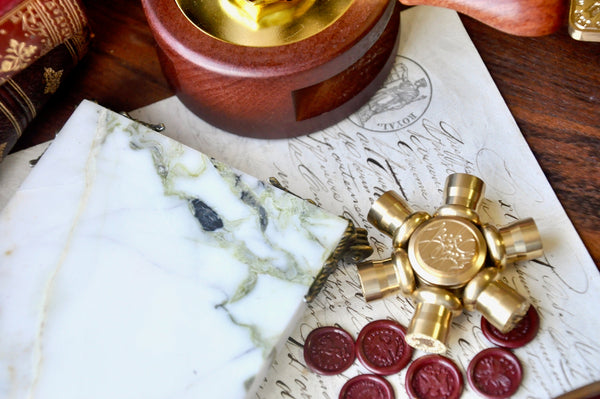 OOAK Vintage Inspired Marble Wax Sealing Base Mat Plate Cold Emerald ...