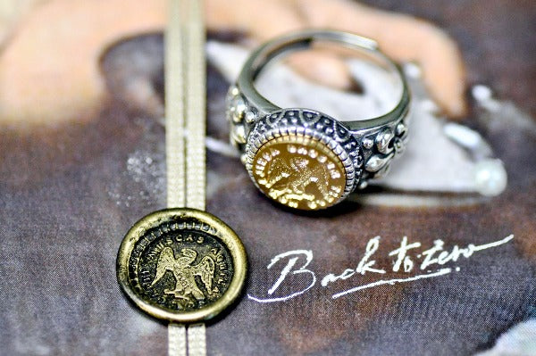 Eagle Latin Motto 925 Silver Men Signet Ring Intaglio Wax Seal Fleur De ...