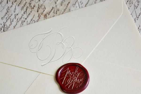 Triple Initials Cursive Monogram Embosser Stamp | Backtozero B20
