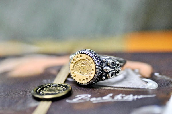 Eye Latin Motto 925 Silver Men Signet Ring Intaglio Wax Seal Fleur De ...