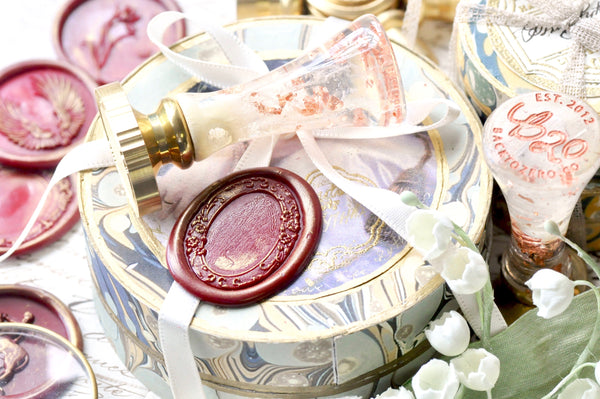 Flower Oval Deco Frame 3D Emboss Wax Seal Stamp | Backtozero B20