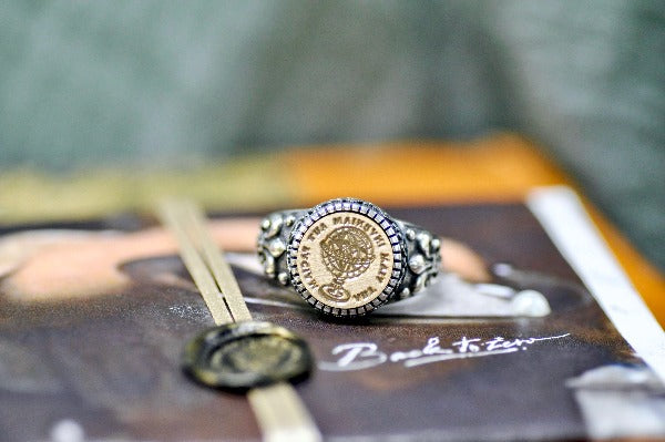 Globe Latin Motto 925 Silver Men Signet Ring Intaglio Wax Seal Fleur De ...