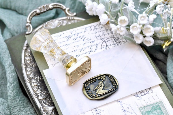 Hand Holding Arrow Latin Motto Antique Style Wax Seal Stamp ...