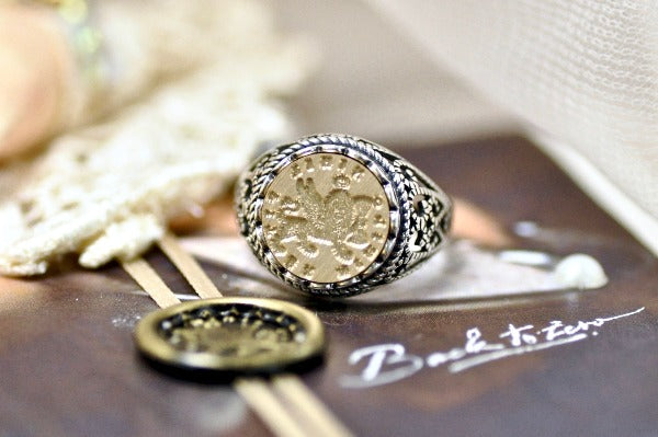 Winged Lion Latin Motto 925 Silver Signet Wax Seal Intaglio Ring Lace ...