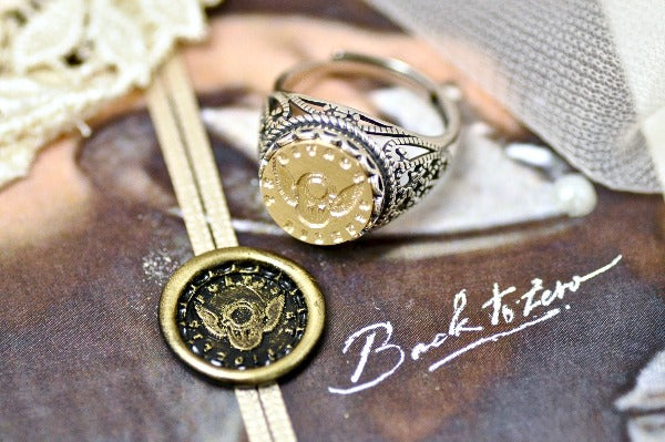 Lock with Wings Latin Motto 925 Silver Signet Wax Seal Intaglio Ring ...