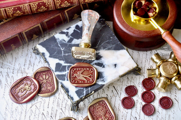 OOAK Vintage Inspired Marble Wax Sealing Base Mat Plate Napoleon Black ...
