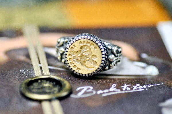 Rose Latin Motto 925 Silver Men Signet Ring Intaglio Wax Seal Fleur De ...