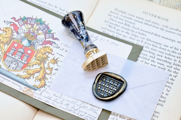 Heraldic Pattern Shield Wax Seal Stamp | Ermine | Backtozero B20