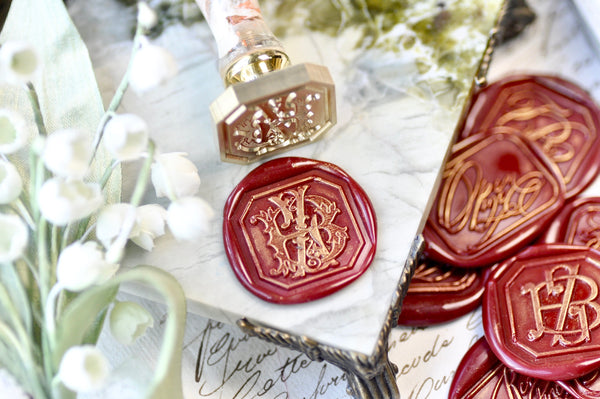Double Initials Retro Monogram Wax Seal Stamp | Backtozero B20