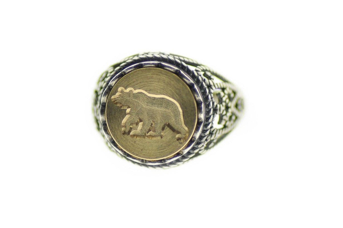 Grizzly Bear Animal Lace 925 Silver Signet Wax Seal Intaglio Ring ...