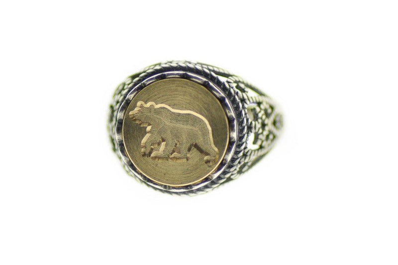 Grizzly Bear Animal Lace 925 Silver Signet Wax Seal Intaglio Ring ...