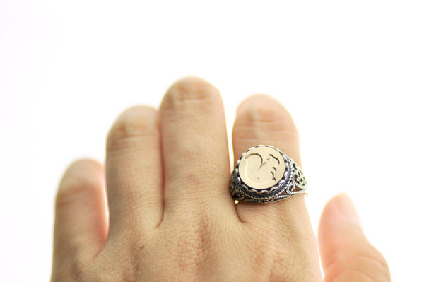 Squirrel Woodland Animal Lace 925 Silver Signet Wax Seal Intaglio Ring ...
