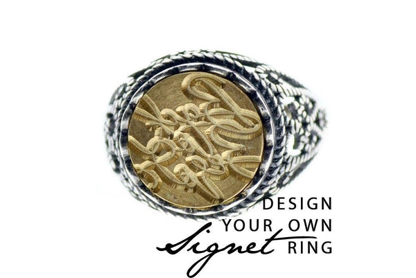 Bespoke Custom Design your Own 925 Silver Signet Wax Seal Intaglio Ring ...