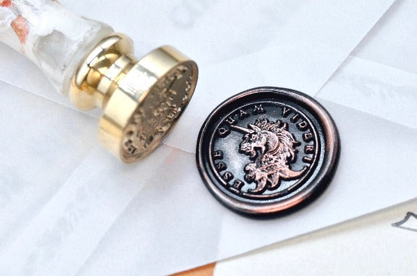 Unicorn Latin Motto Antique Style Wax Seal Stamp | Backtozero B20