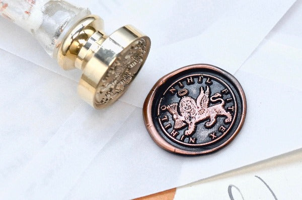 Winged Lion Latin Motto Antique Style Wax Seal Stamp | Backtozero B20